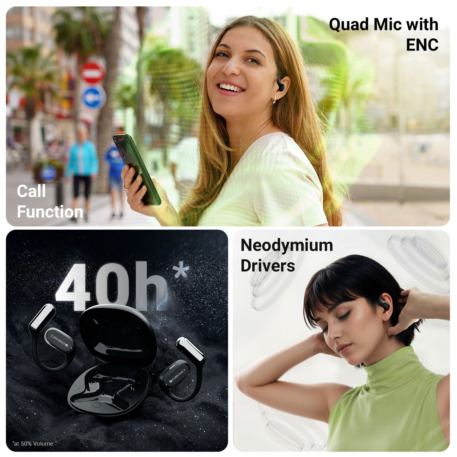 Zebronics Pods O - Open-ear Wearable Stereo Earbuds