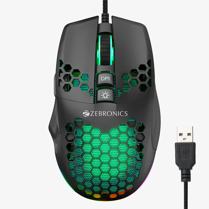 Zebronics Crosshair Wired Gaming Mouse with RGB & High DPI