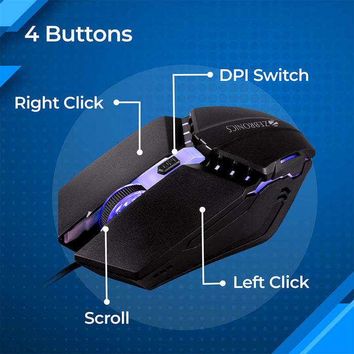 Zebronics Phero Wired Mouse for Office & Home Use