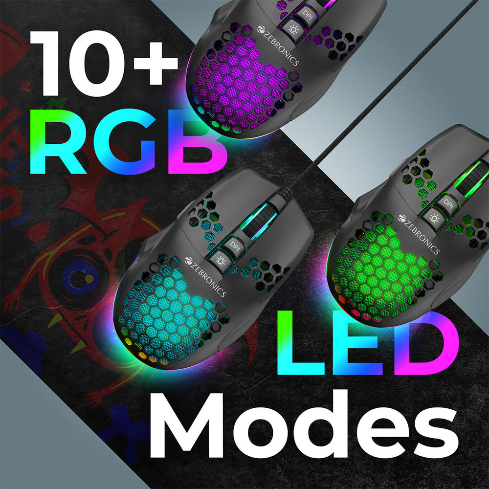 Zebronics Crosshair Wired Gaming Mouse with RGB & High DPI